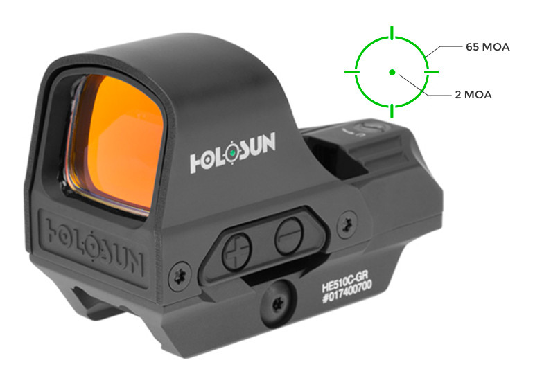 Holosun SCRS MRS Red Dot Optic - 65MOA Ring & 2MOA Dot Solar Black