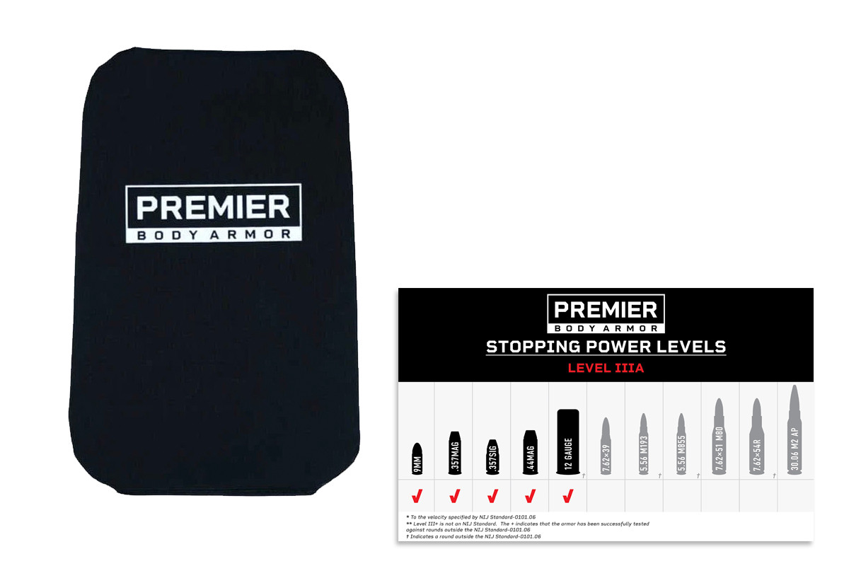 Premier Body Armor IIIA Level 3 11x17.3 Soft Armor Insert for Vertx ...
