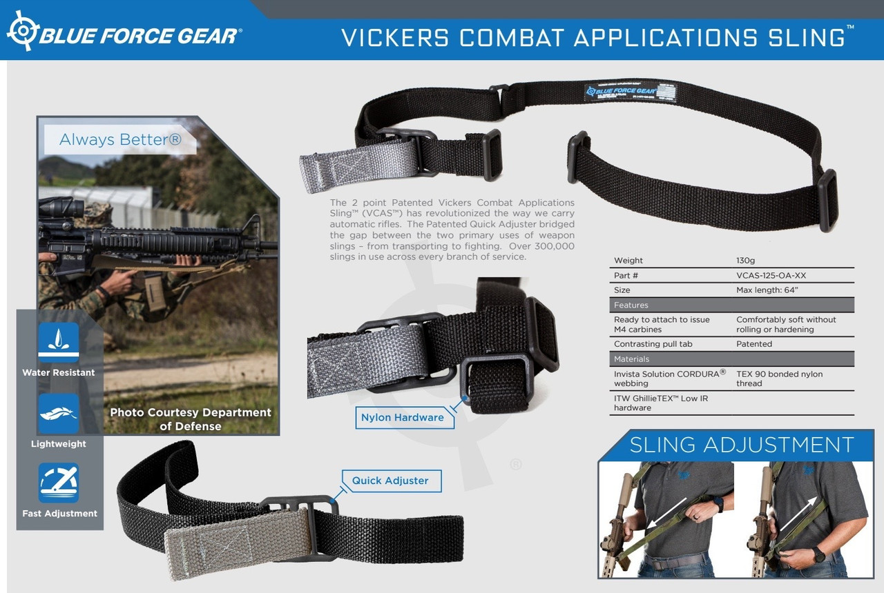 Blue Force Gear Vickers Sling 2 Point Nylon Triglides No Ends Multicam