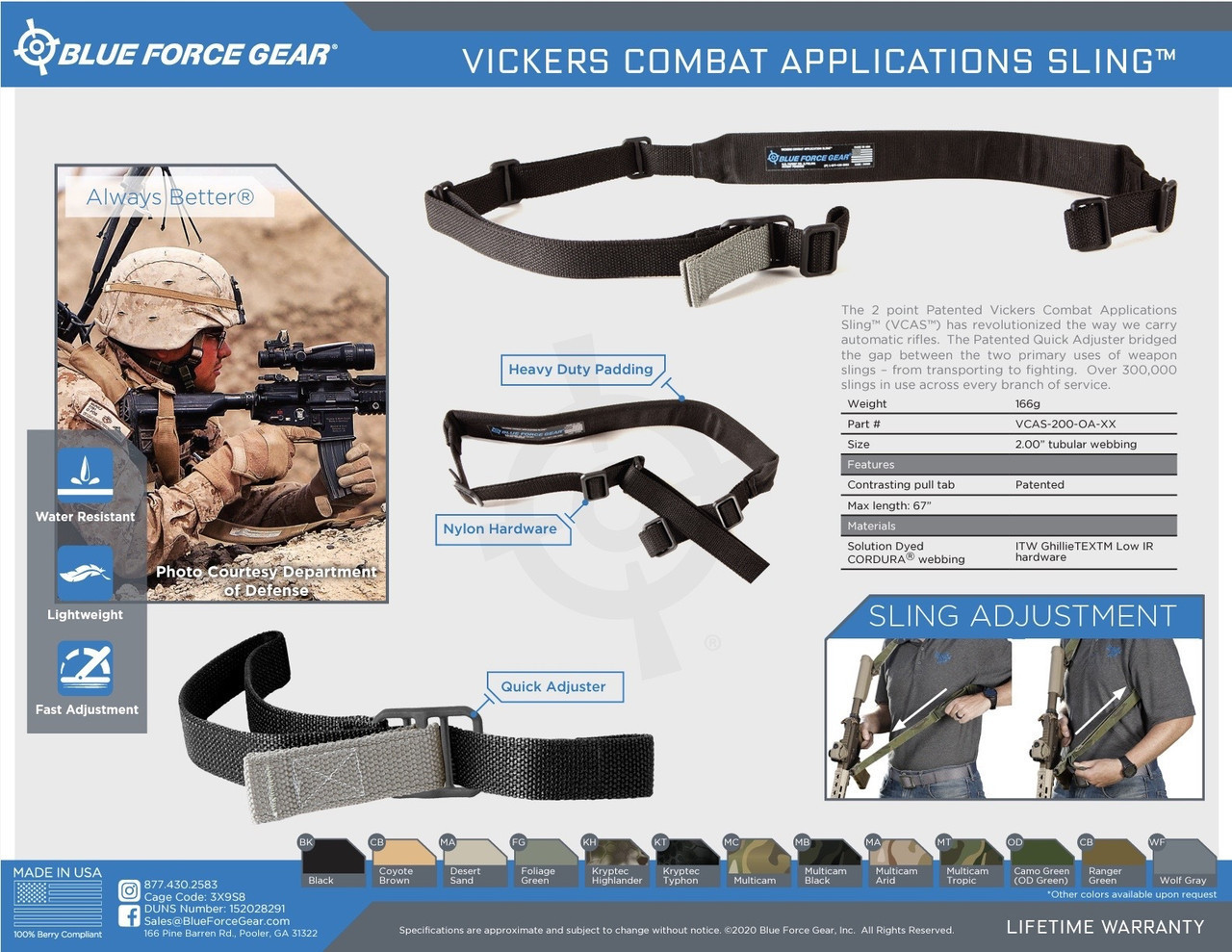 Blue Force Gear Vickers Padded Sling 2 Point Nylon Triglides No Ends ...
