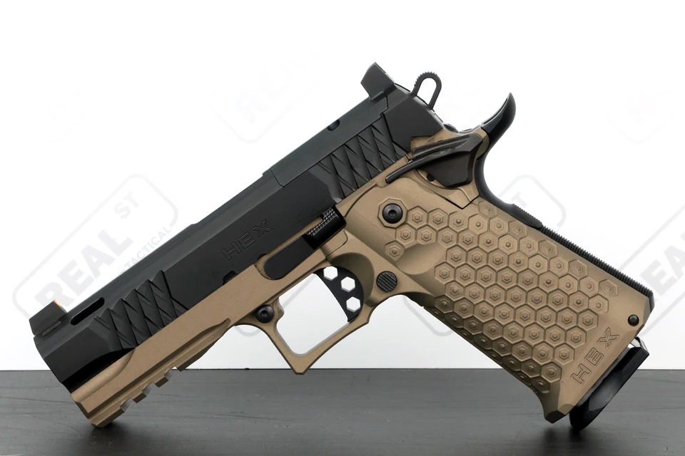 Jacob Grey TWC HEX Ported 4.25" Double Stack 1911 Pistol 9mm BATTLE BROWN