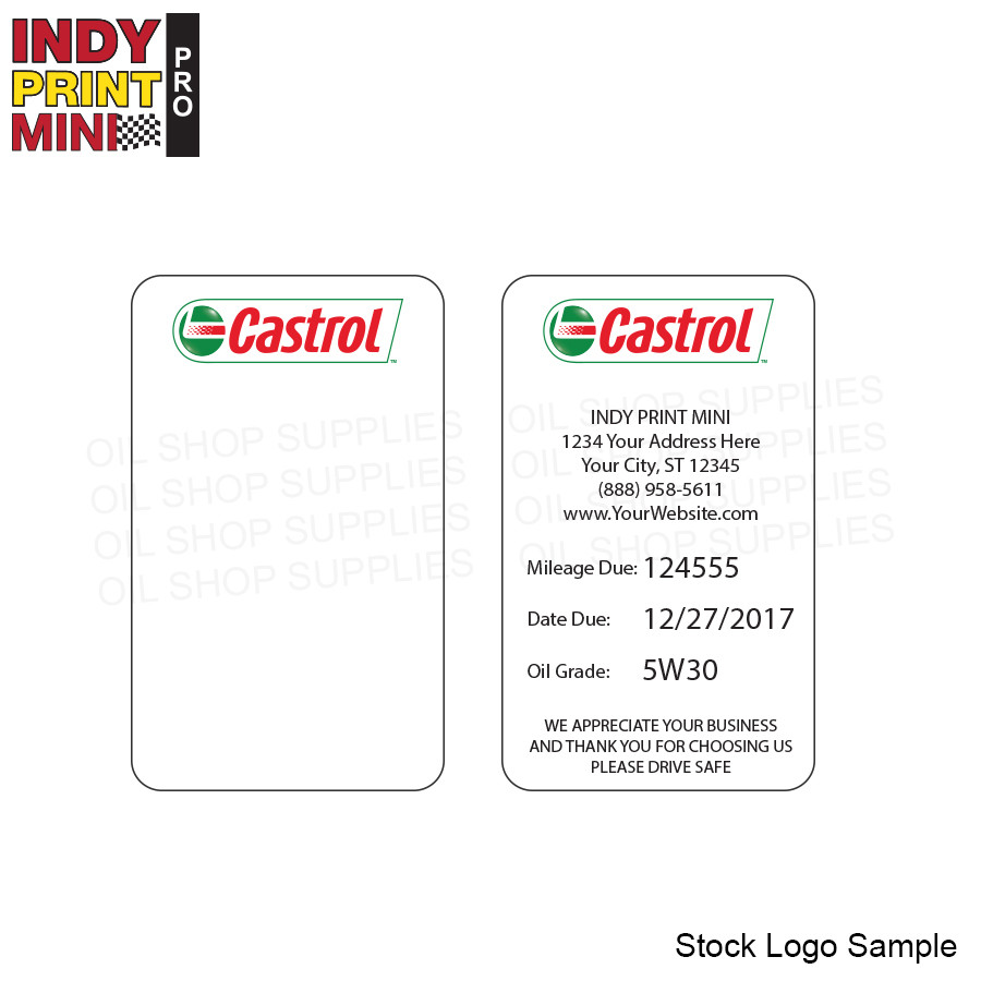 INDY Print Mini - Stock Service Reminder Label - Castrol - Oil Shop ...