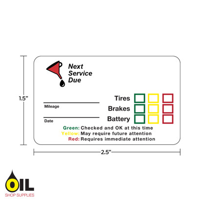 Indy Print Tbb - Stock Service Reminder Label - Funnel And Oil Drop