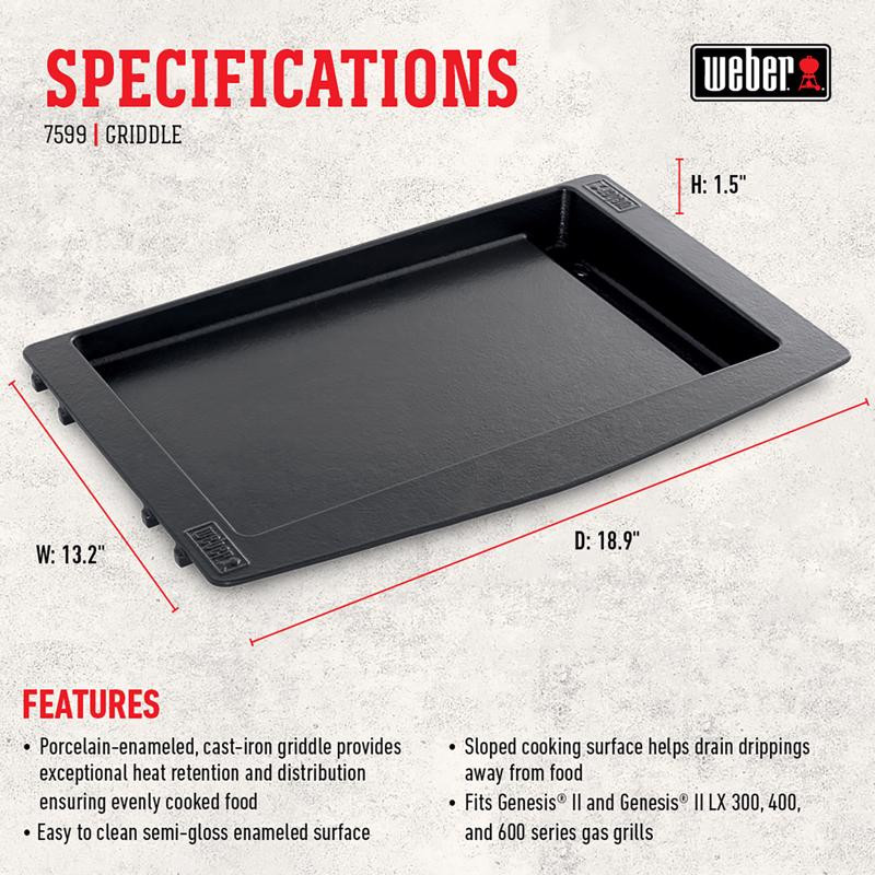 Weber 7599 Griddle - Genesis II 300/400/600 series - Bar-B-Que.com