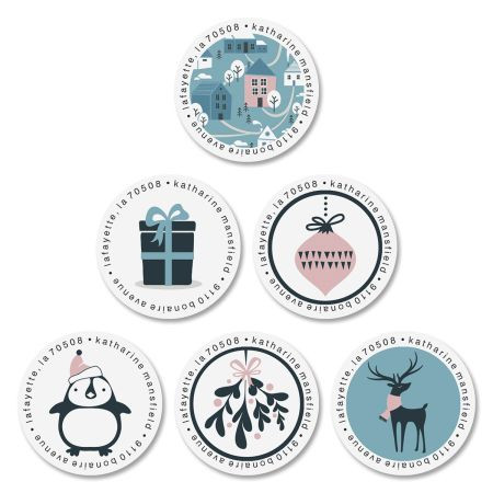 Personalized & Order Today! Wintery & White Round Address Labels