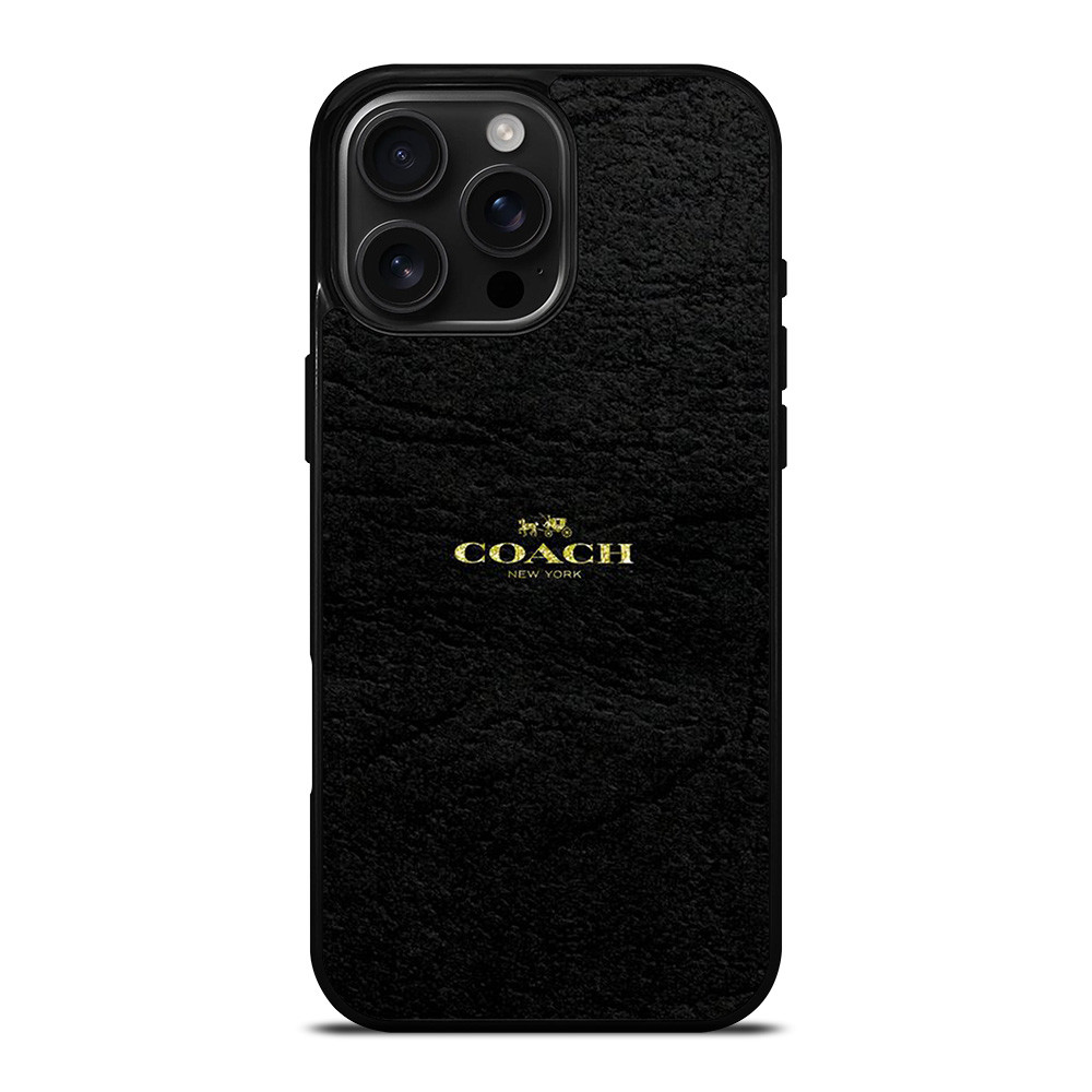 COACH NEW YORK BLACK LEATHER iPhone 16 Pro Max Case