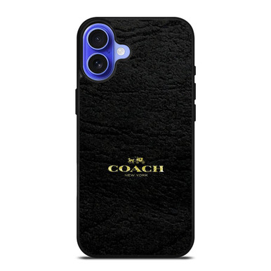 COACH LOGO TEXTURE BLACK iPhone 16 Case