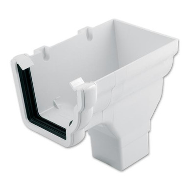 White Ogee Gutter Stop End Outlet RH - Monster Plastics