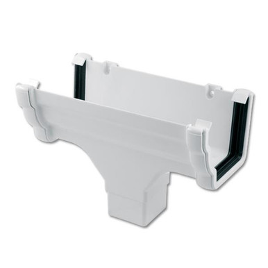 White Ogee Gutter Running Outlet - Monster Plastics