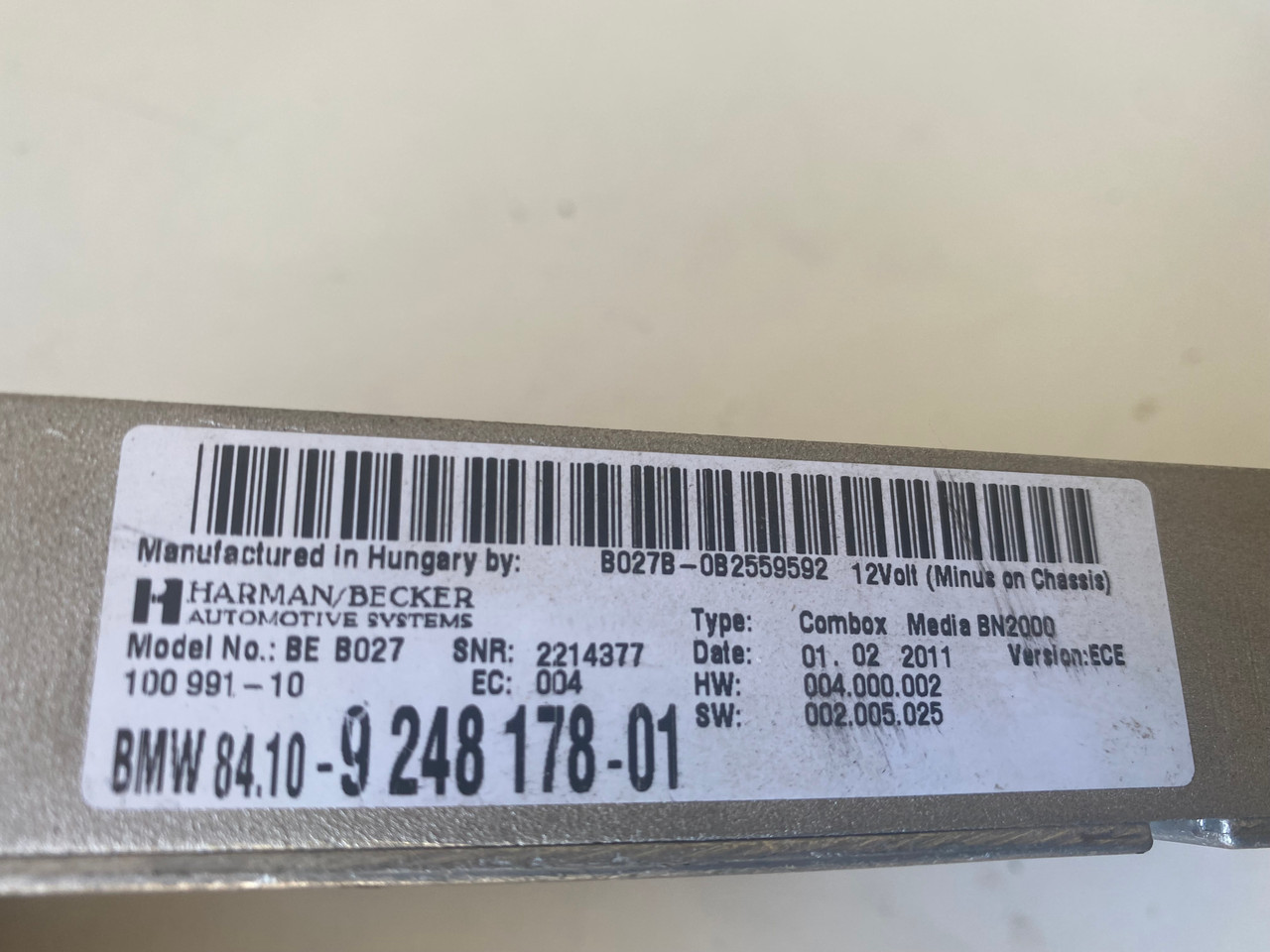 BMW X5 E70 LATE USED BLUETOOTH MODULE 84.10 - 9 248 178 -01 - Parts 4 ...