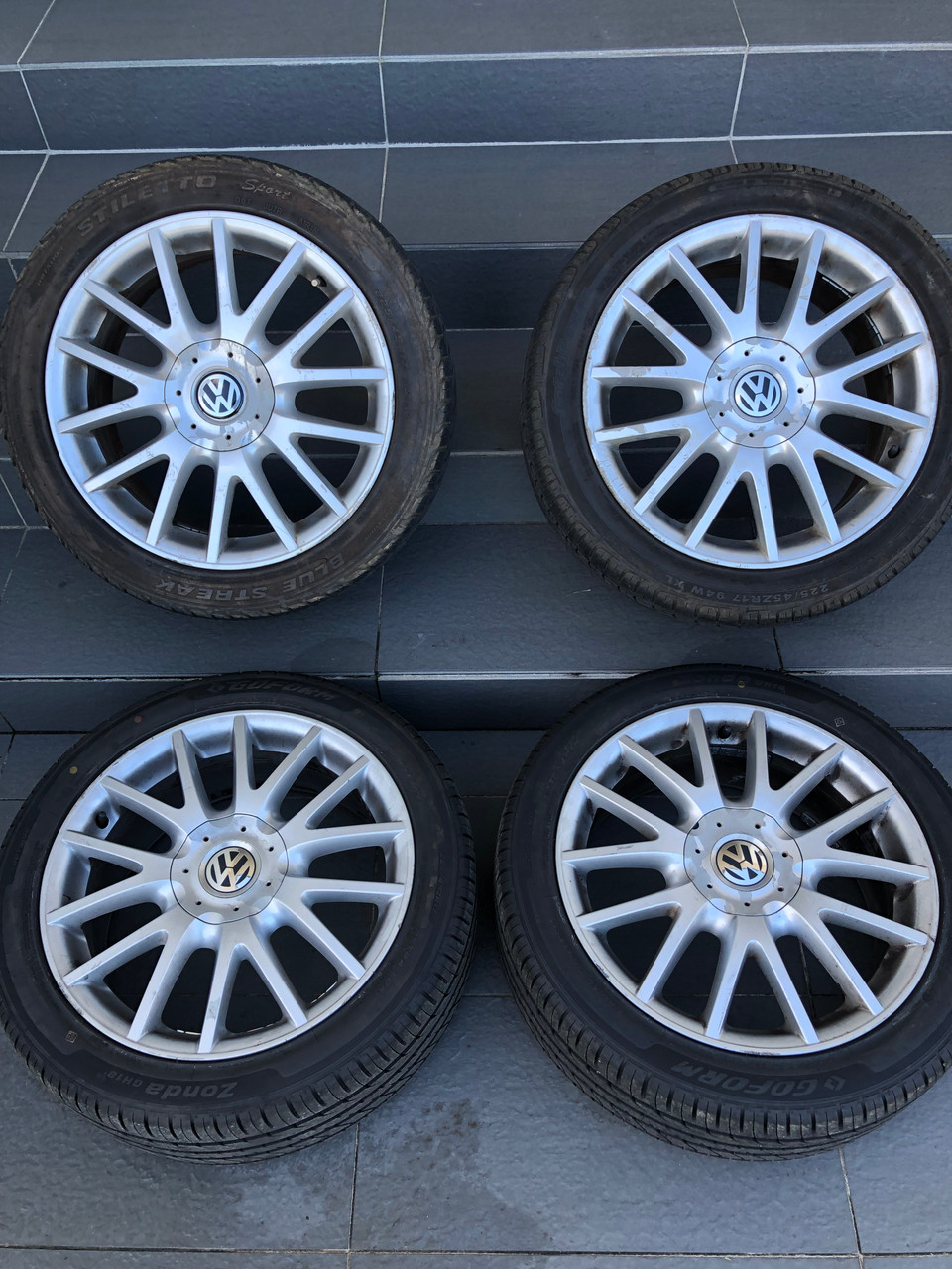 VW GOLF MK5 JETTA CADDY USED 17 INCH MAG WHEELS WITH GOOD TYRES ...