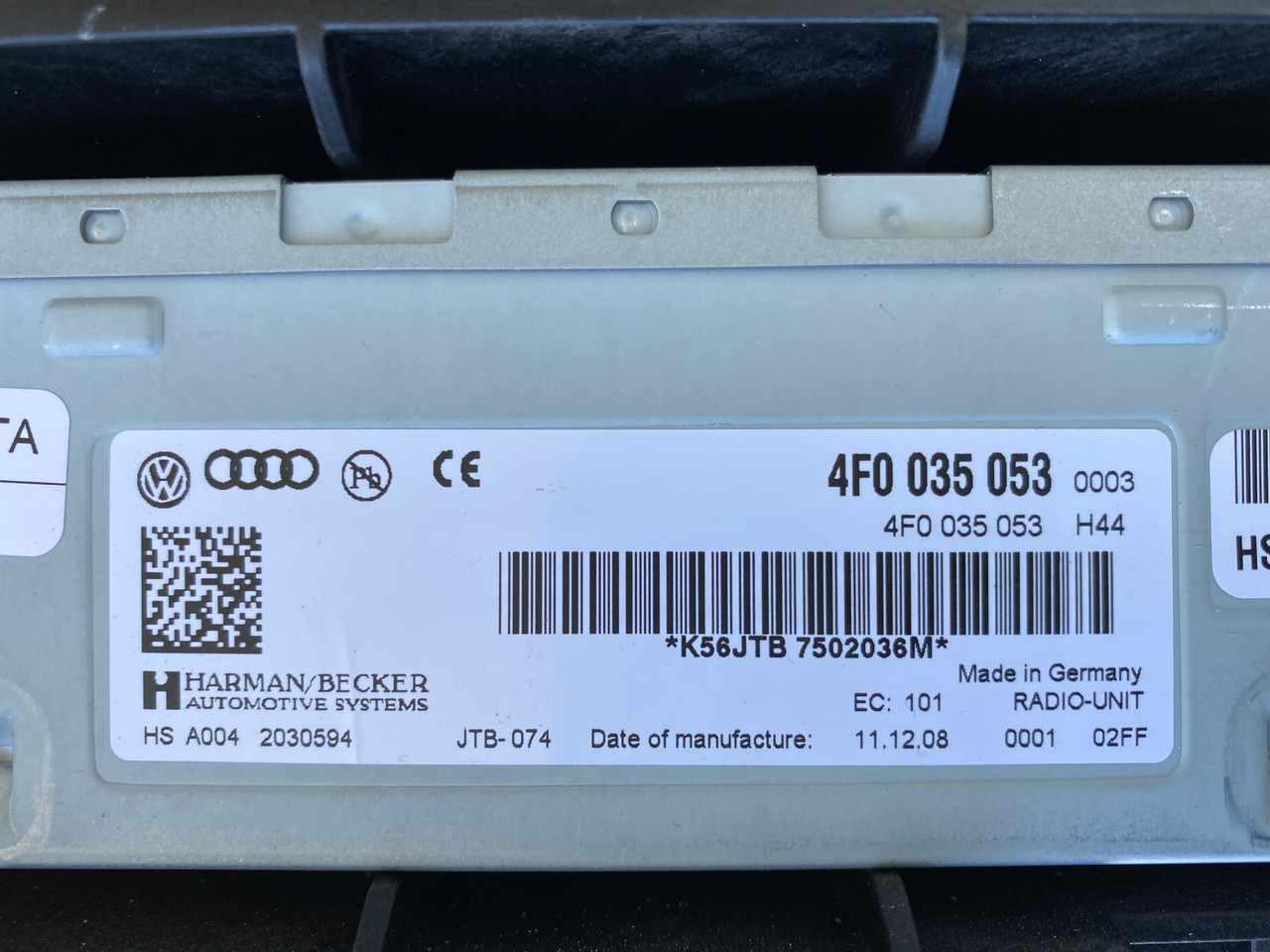 AUDI A6 4F USED RADIO UNIT 4F0 035 053 - Parts 4 European Cars