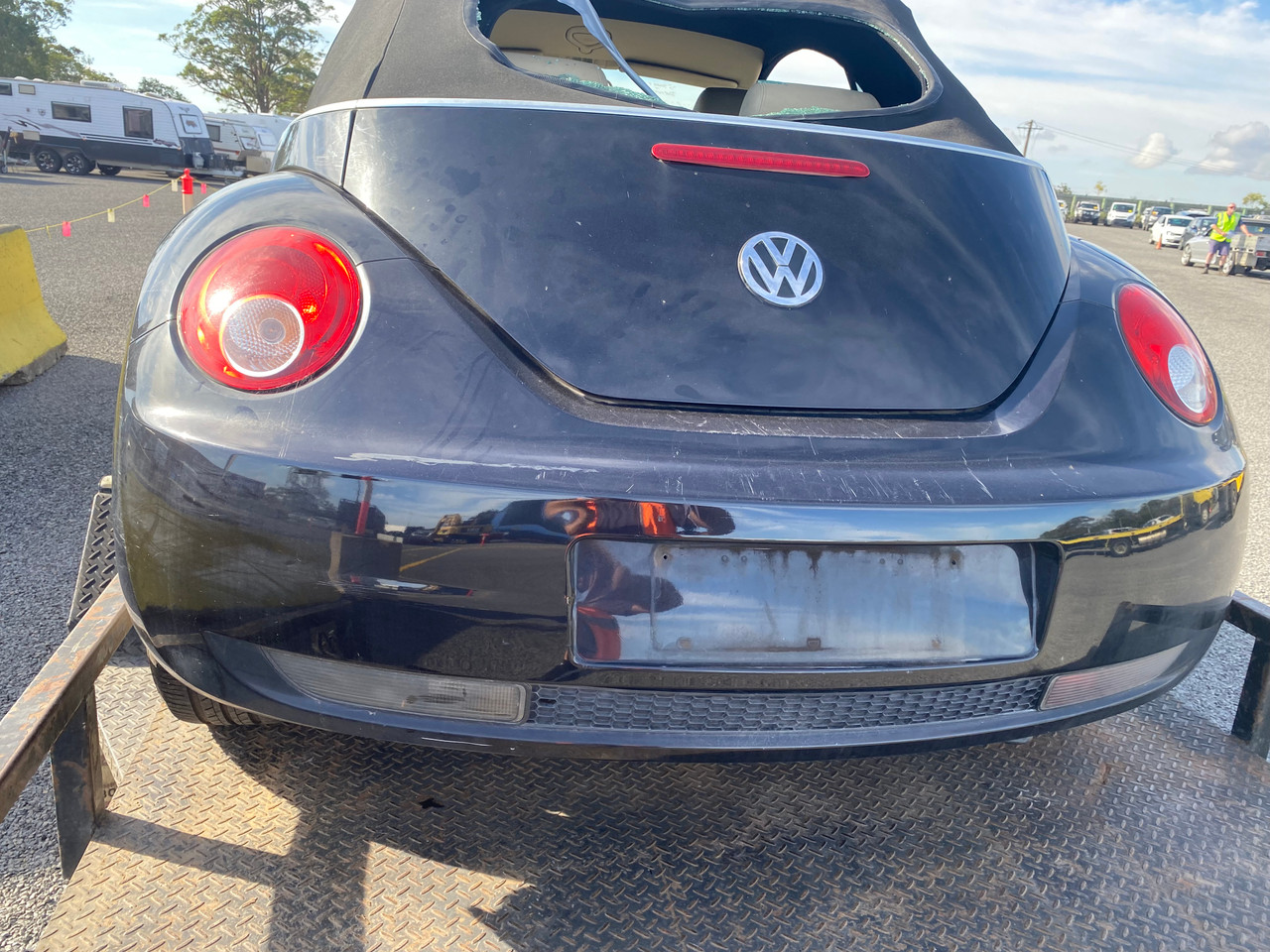 VW BEETLE CONVERTIBLE 2005-2010 USED REAR BUMPER COVER IN BLACK C9X ...