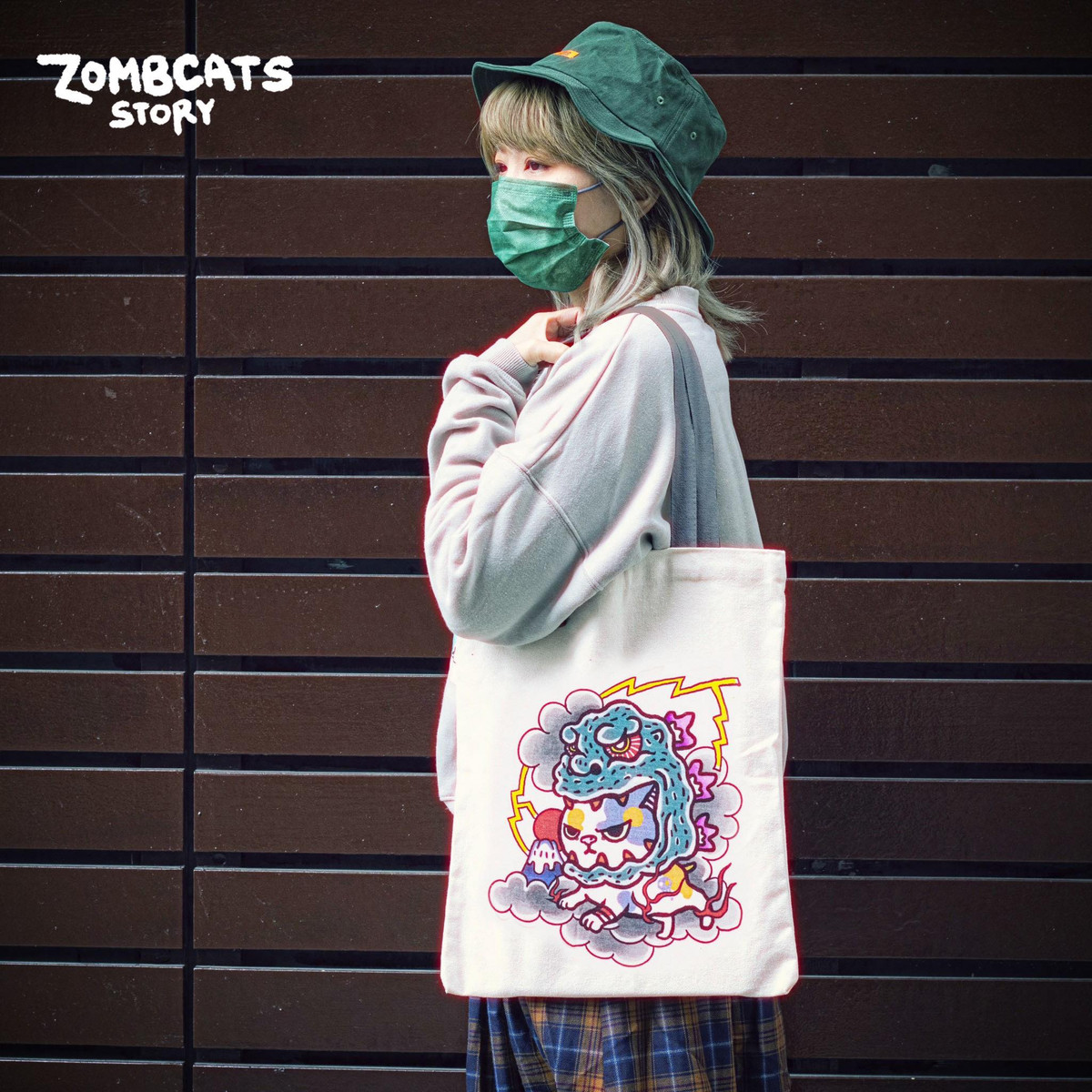 Doomsday Cat Daily Canvas Tote Bag w/ Keychain by Morimei - myplasticheart