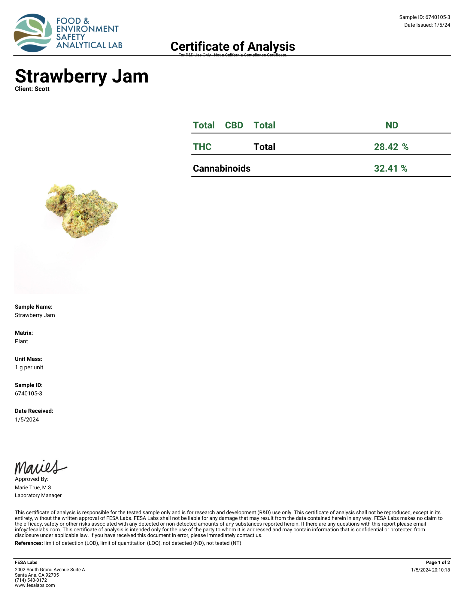 Strawberry Jam Testing Results