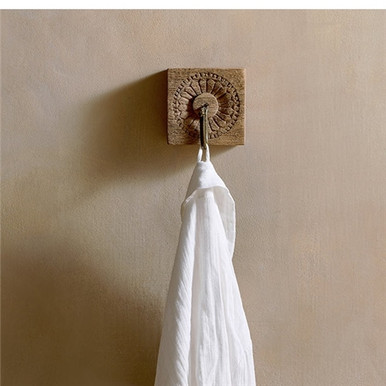 Nkuku Veduru Mango Wood Carved Square Hook - Willow Shaftesbury