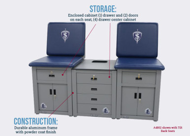 Pivotal Aluma Elite 2 Seat 48"D Enclosed Taping Station 36"H Seats ...
