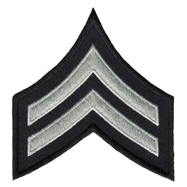 Hero's Pride LAPD Silver Grey/Black Corporal Chevrons, 3-1/8 in. W, Pr