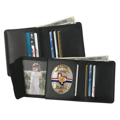 Strong Leather Brown Hidden Badge Wallet - Cutout 1043 | Curtis Blue Line