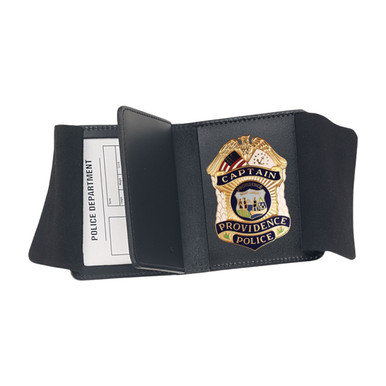 Strong Leather Black Side Open Double ID Badge Case, Duty Style ...