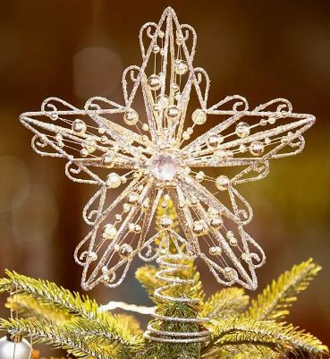 Gold Wire Beaded Star Tree Topper - Christmas Magic Makers