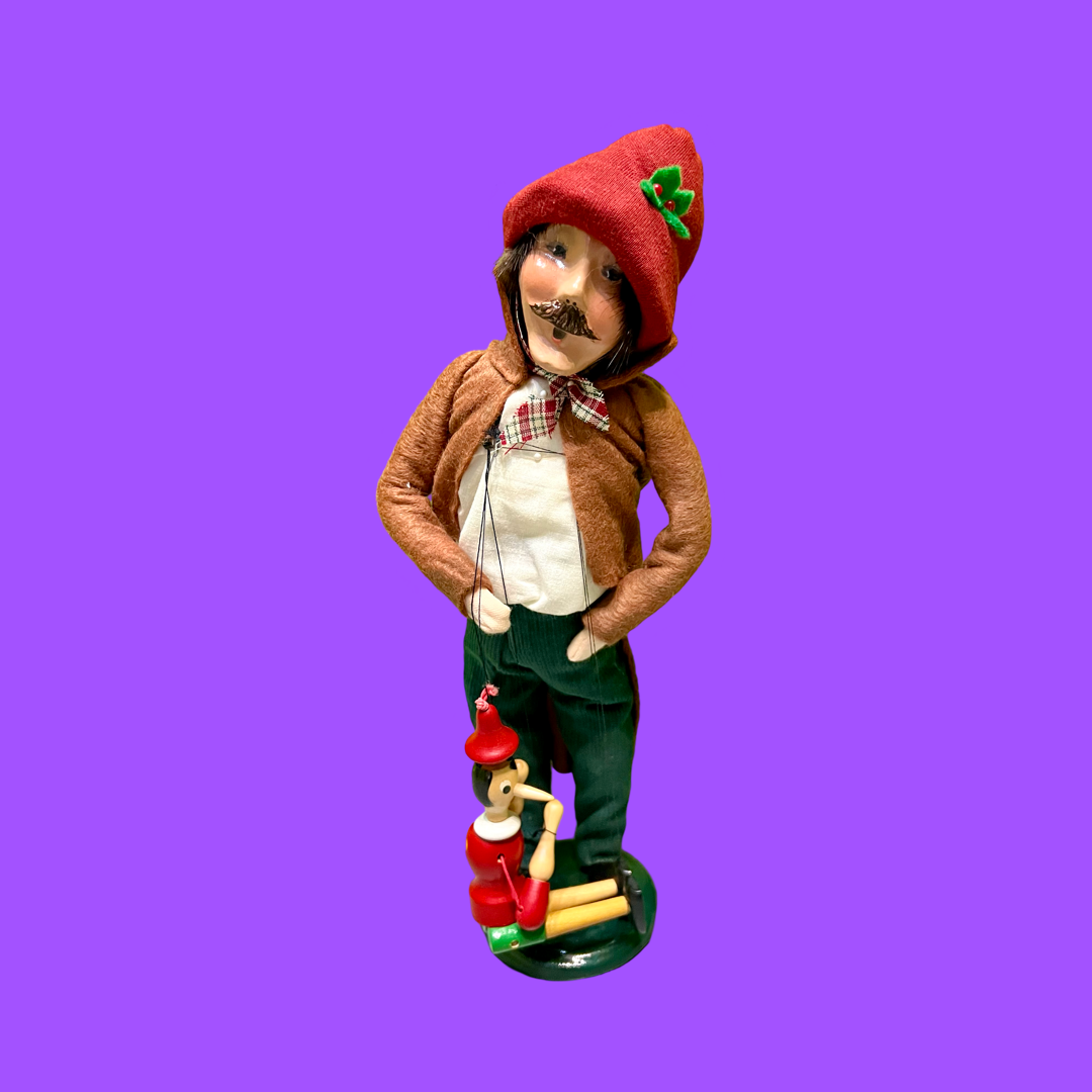 Vintage - Man with Pinocchio Puppet - Christmas Magic Makers