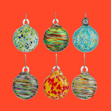 Set 6 Handblown Glass Baubles - Christmas Magic Makers