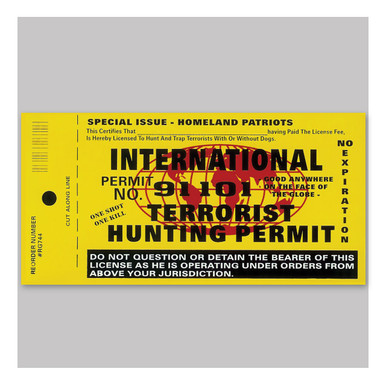 Bumper Sticker - Terrorist Hunting Permit