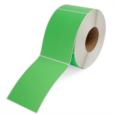100mm (W) x 100mm (L) Thermal Direct Green Label, Perforated,76mm core ...