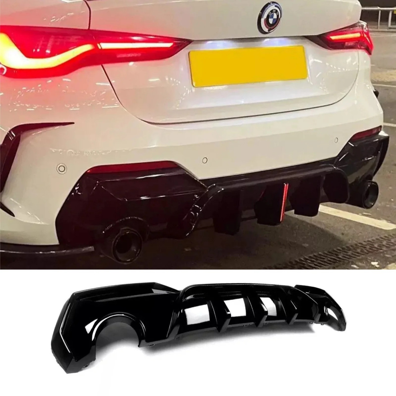 BMW G22/G23 430i M440i Gloss Black M Performance Rear Diffuser with LED ...