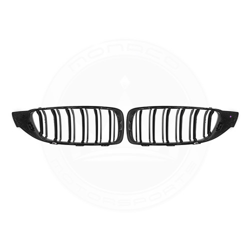 BMW M3 M4 4 Series Dual Slat Grilles (Gloss Black/Tri-Color/Carbon Fiber)