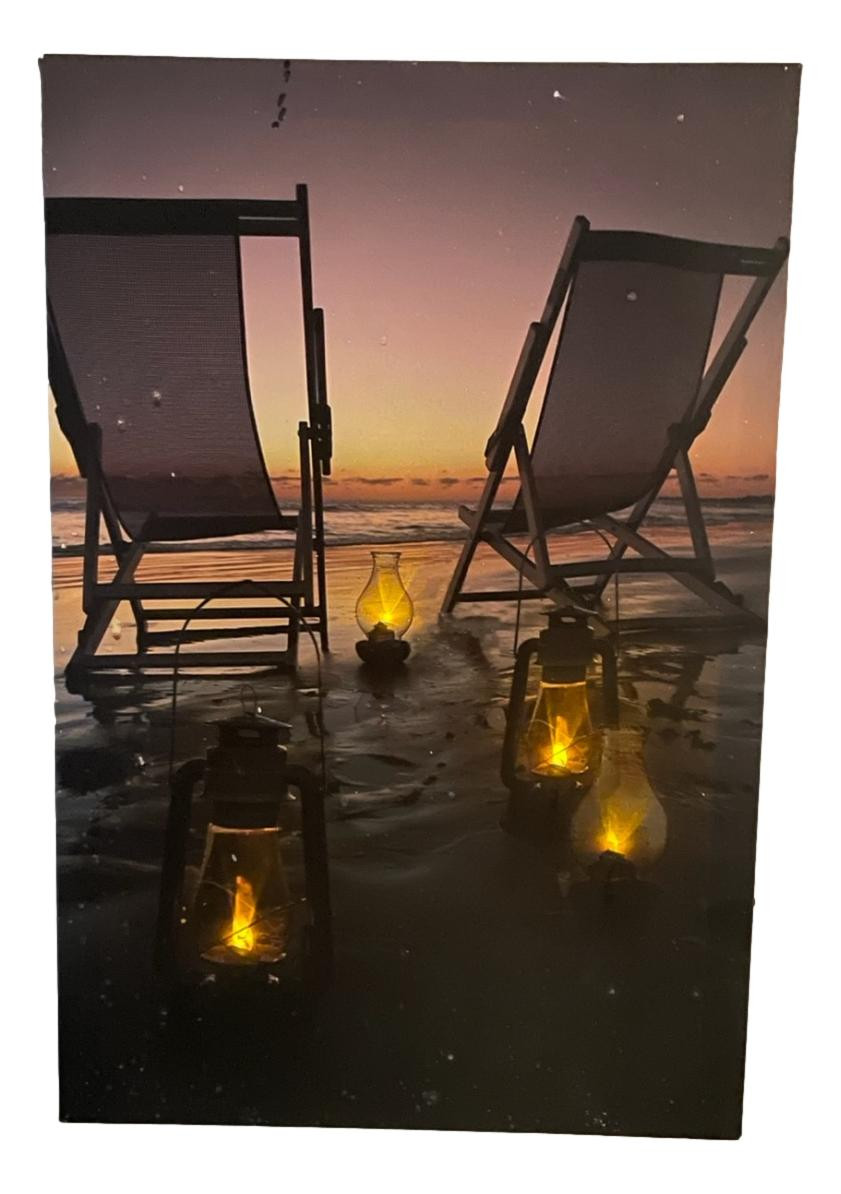 Beach Scene Canvas with LED Lights