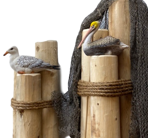 Wooden Piling Pier Post Double Rope