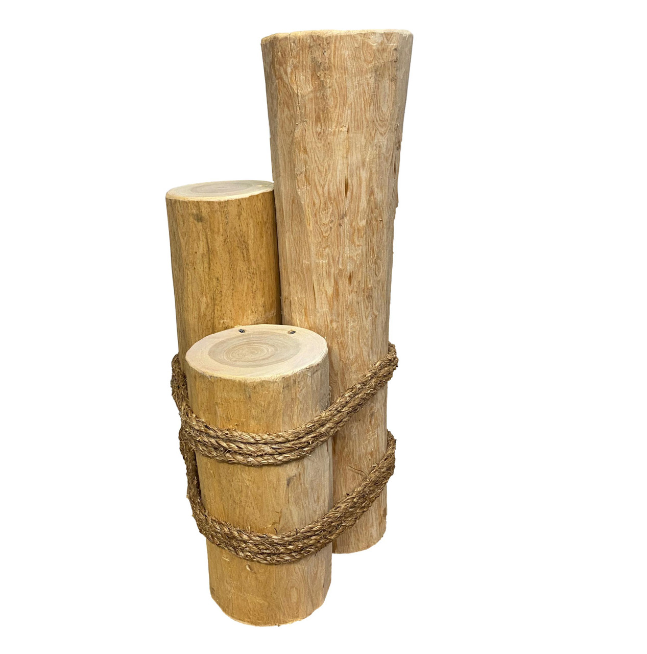 24" 3 Post Piling with Nautical Rope Thicker Wood #16126
