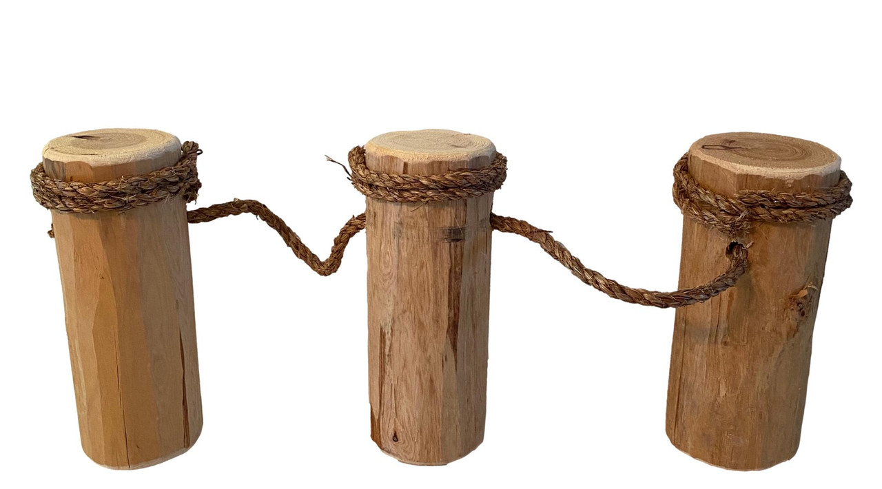 Wooden Piling Pier Post set of 3 Garden Posts