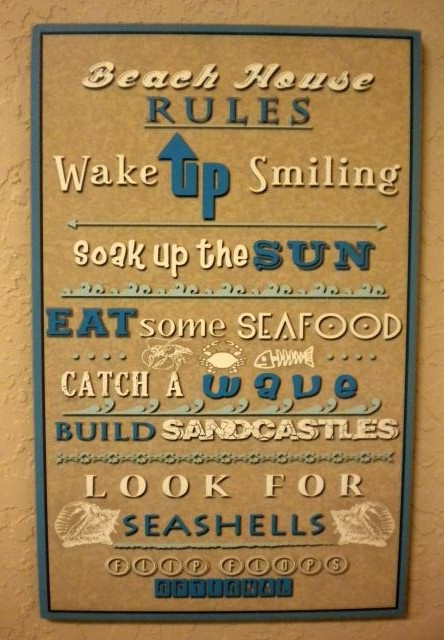 Beach House Rules Wood Sign