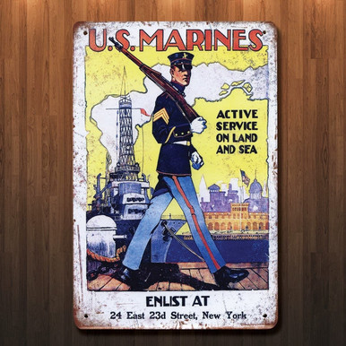 WWI US Marines Metal Sign - Atlanta Cutlery Corporation