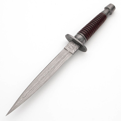 Damascus Commando Dagger w/ Wood Handle - Atlanta Cutlery Corporation