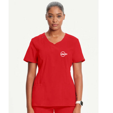Cherokee Infinity Women's Split Round Neck Solid Scrub Top