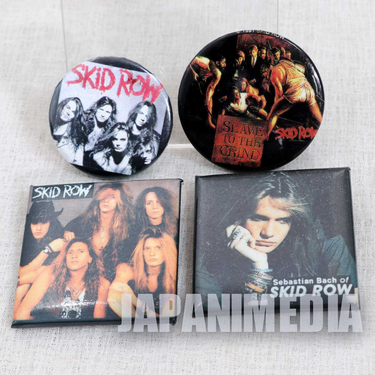Retro Skid Row Button badge Pins 4pc Set Sebastian Bach HARD ROCK HEAVY ...