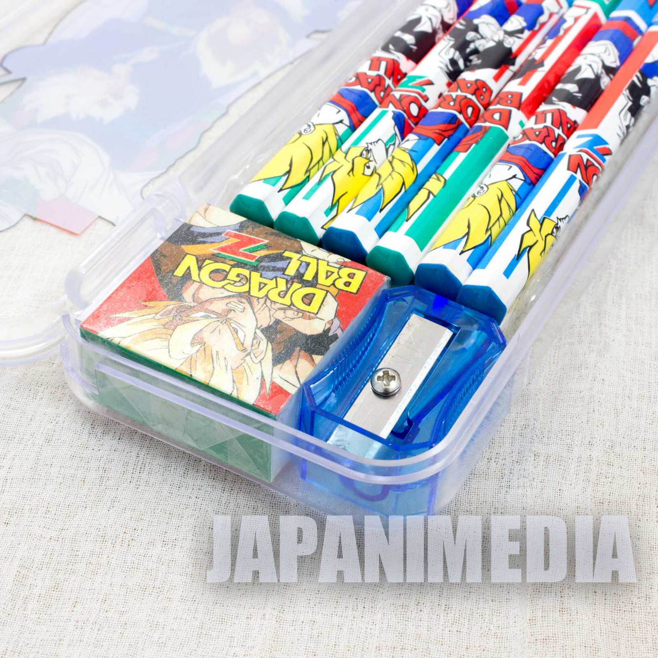 Dragon Ball Z Plastic Pen Case + Pencil + Eraser + Pencil Sharpener ...