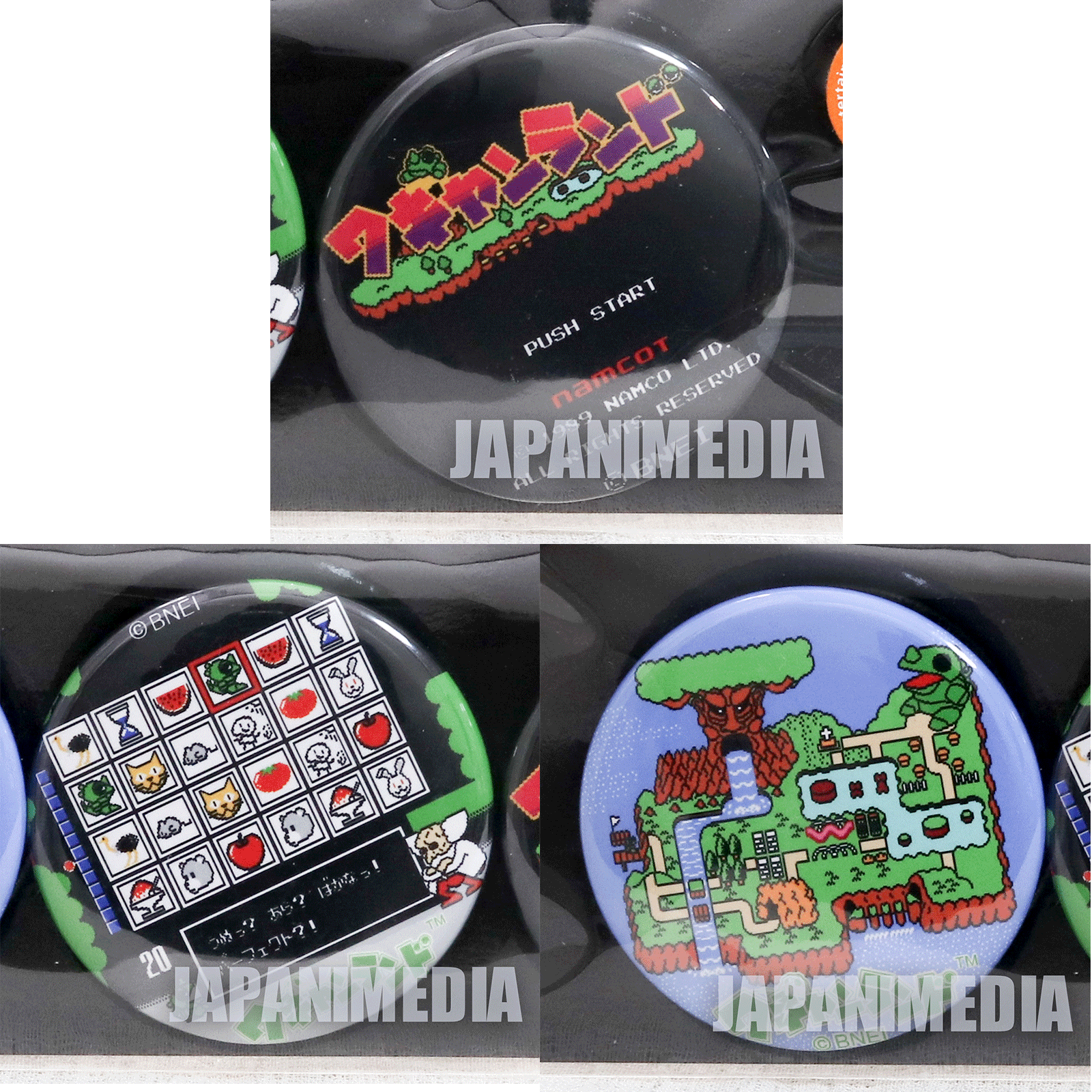 Namco Button Badge Pins 3pc Set Mappy Splatterhouse Baraduke JAPAN NES ...