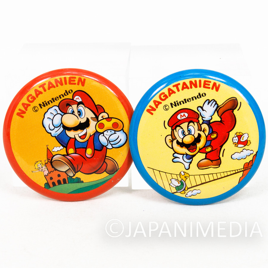 Super Mario Bros. Can Badge Pins 2pc Set NAGATANIEN Nintendo FAMICOM ...
