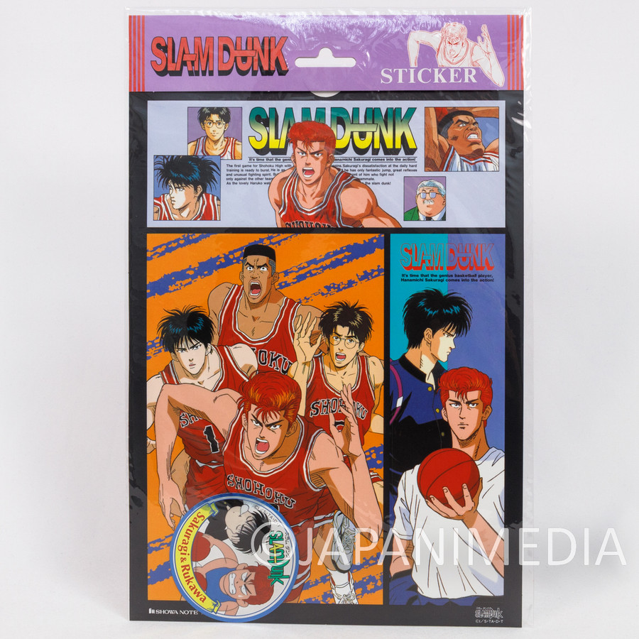 Retro RARE! Slam Dunk Sticker Sheet #1 SHOWA NOTE JAPAN ANIME ANIME ...