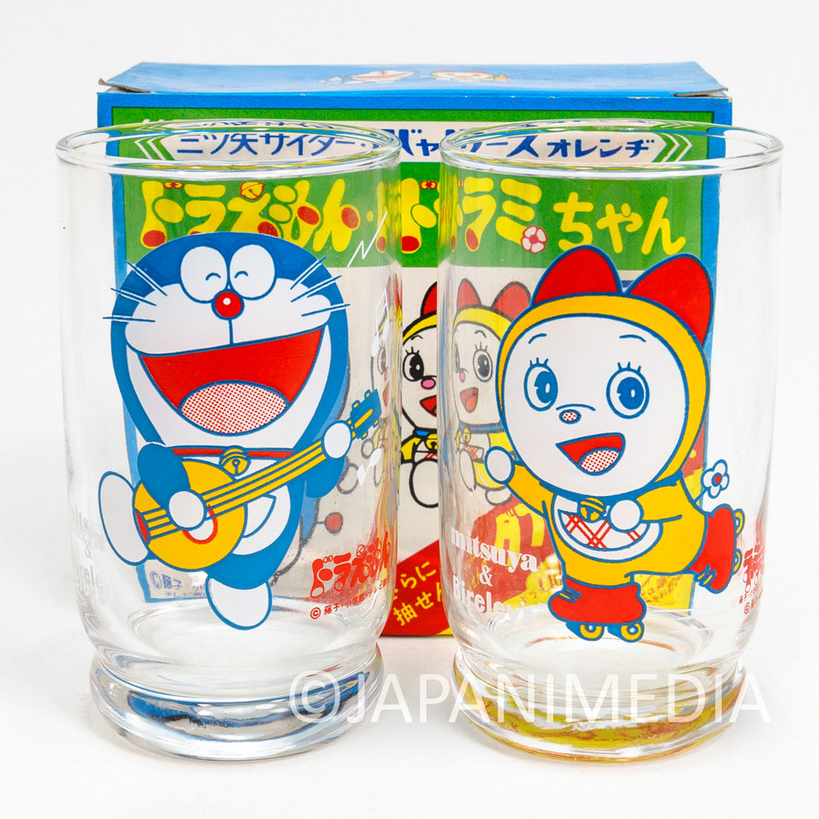 Retro Doraemon Dorami-chan Glass Set Mitsuya Cider MANGA FUJIO ...