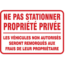 Panneau "Propriété privée - Stationnement interdit", 14" x 20 ...