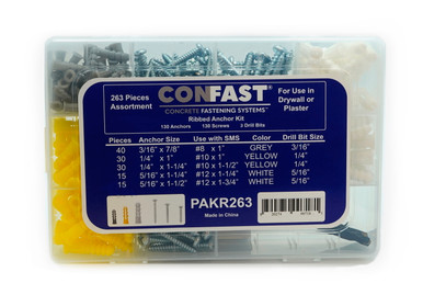 CONFAST Plastic Ribbed Anchor Kit 263 pcs