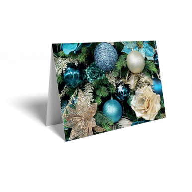 Folded Card - Blue/Gold Baubles - Interflora Marketplace