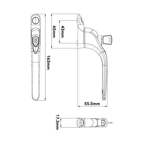 Versa uPVC Window Handle Universal Inline Espag Handle - JCP Hardware