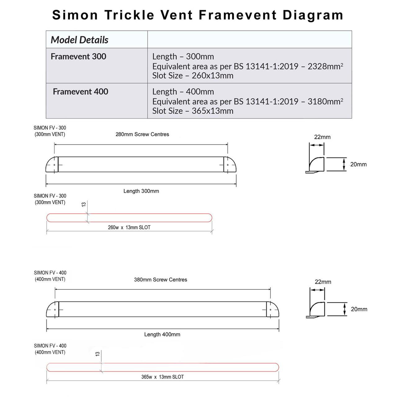 Simon Window Trickle Vent Framevent - JCP Hardware
